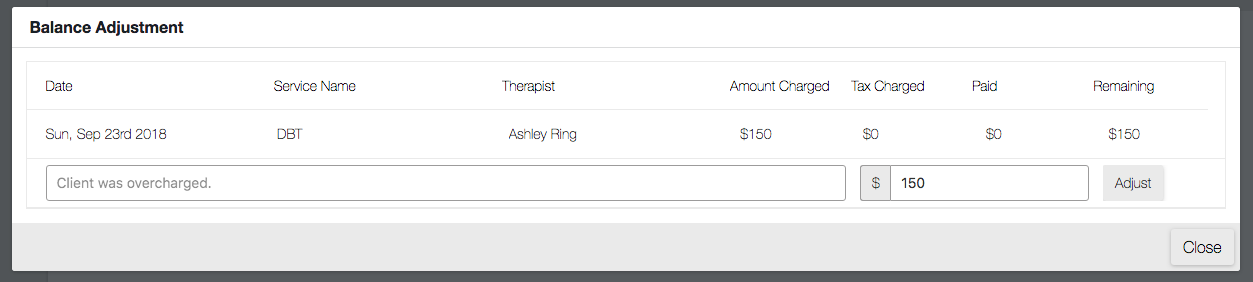 Financial Adjustments - owlpracticesuite